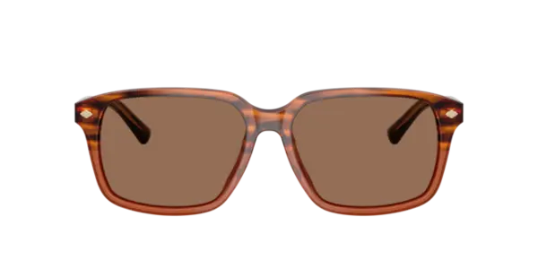 Brooks Brothers Rectangular Sunglasses With Acetate Temples - Brown