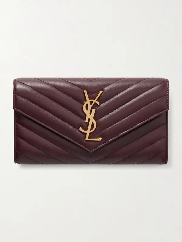 Saint Laurent Matelassé Leather Wallet - Burgundy