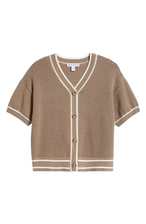 Bernardo Short Sleeve Basketweave Cardigan