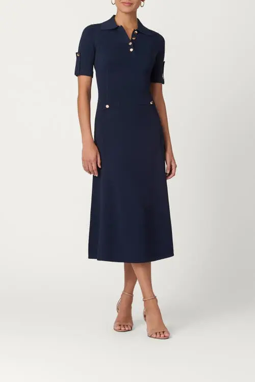 Shoshanna Edgemont Knit Saylor Dress - Navy
