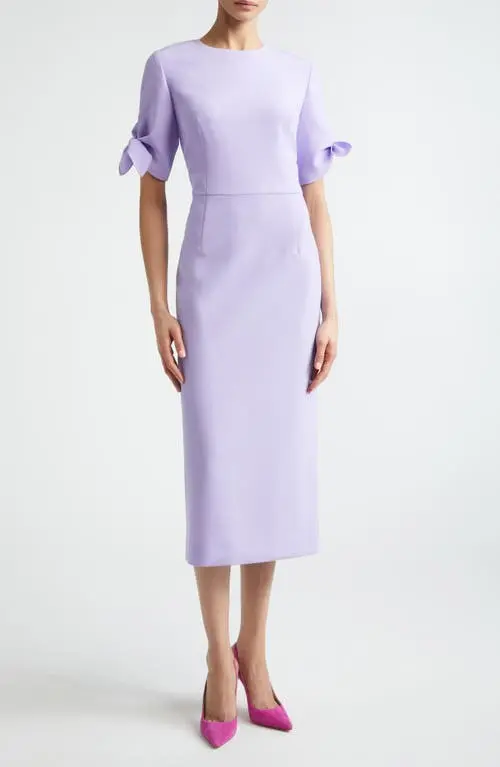Carolina Herrera Tie-sleeve Stretch Crepe Midi Sheath Dress - Violeta