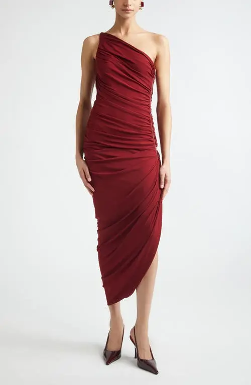 Carolina Herrera Asymmetric Ruched One-shoulder Jersey Dress - Rioja