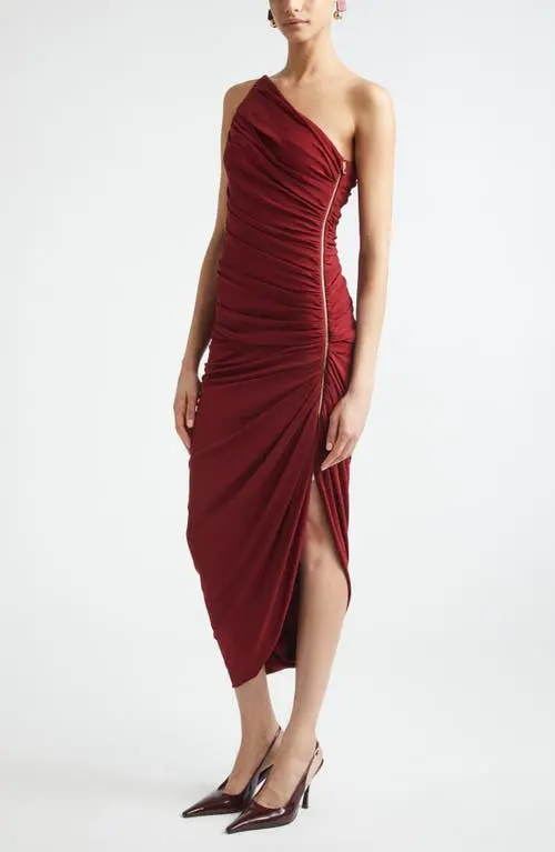 Carolina Herrera Asymmetric Ruched One-shoulder Jersey Dress - Rioja