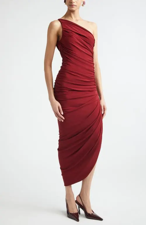 Carolina Herrera Asymmetric Ruched One-shoulder Jersey Dress - Rioja