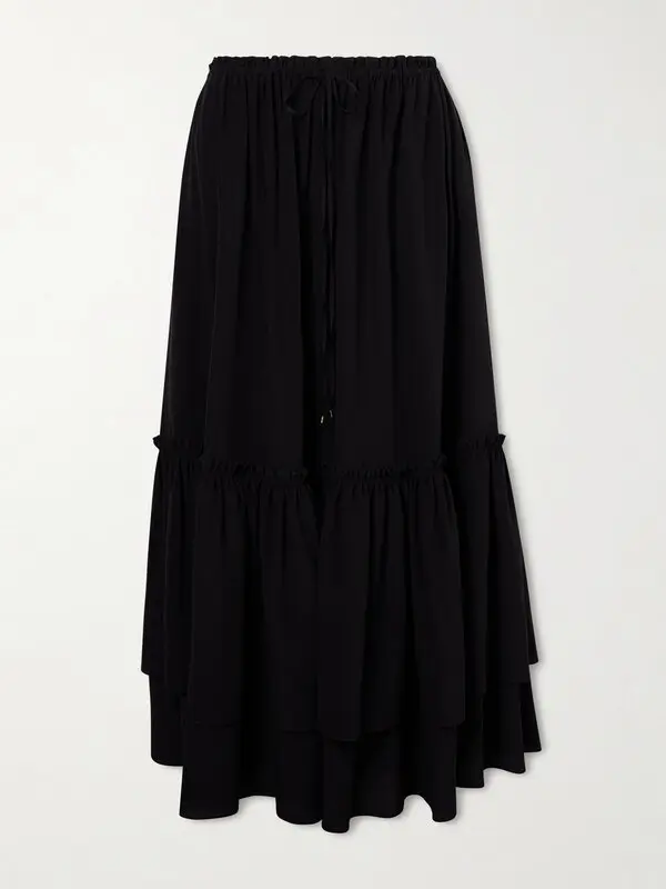 Chloé Tiered Silk Crepe De Chine Maxi Skirt