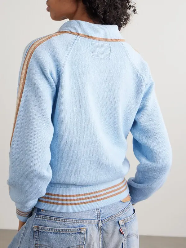 Guest In Residence Varsity Striped Cotton-blend Jacket - Blue