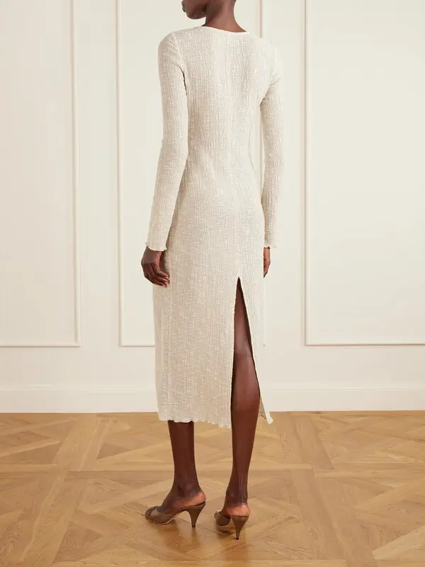 Magda Butrym Floral-appliquéd Lyocell-blend Midi Dress - Neutrals