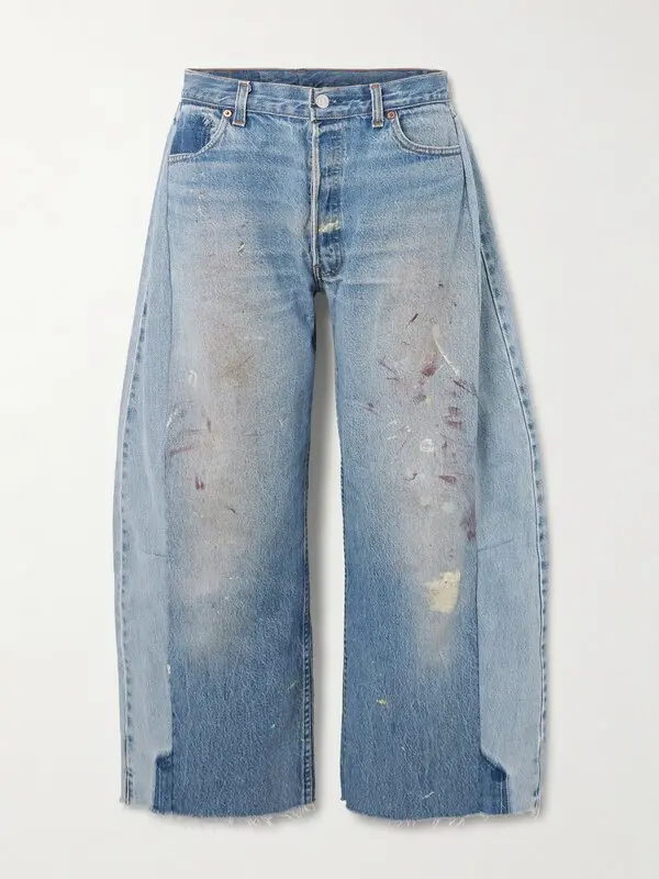 B Sides Lasso Distressed Cropped Wide-leg Jeans