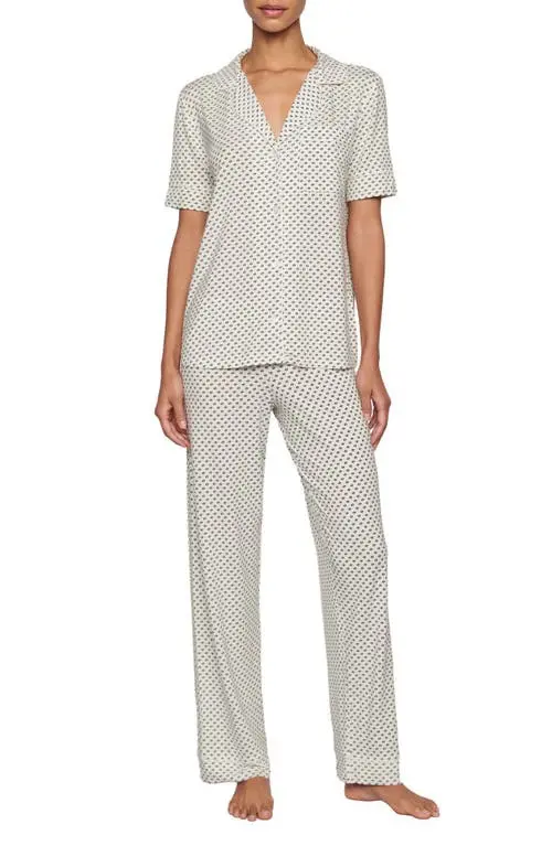 Eberjey Gisele Jersey Pajamas - Tide Dot Ivory/ivory