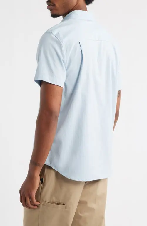 Brixton Sanford Oxford Short Sleeve Cotton Blend Button-up Shirt - Blue Aura