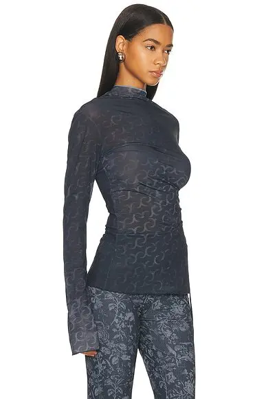 JADE CROPPER Long Sleeve Mesh Top