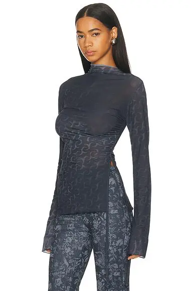 JADE CROPPER Long Sleeve Mesh Top