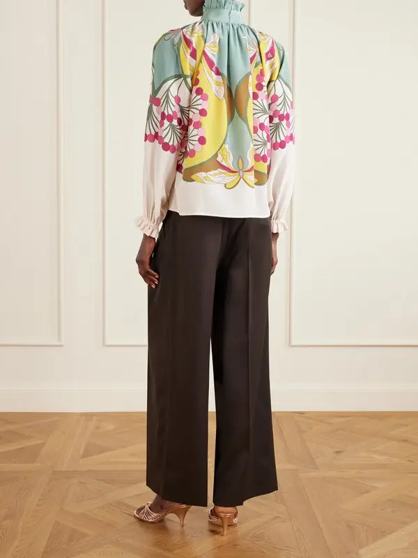 La DoubleJ Cerere Printed Silk-crepe Blouse