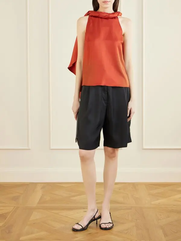 Loulou De Saison Wilma Twisted Silk-twill Top - Red