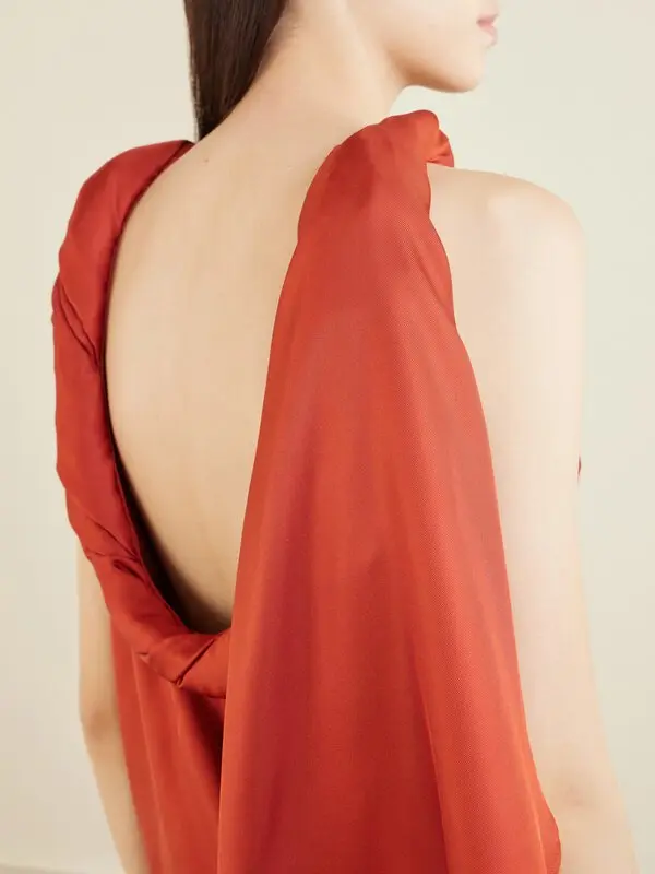 Loulou De Saison Wilma Twisted Silk-twill Top - Red