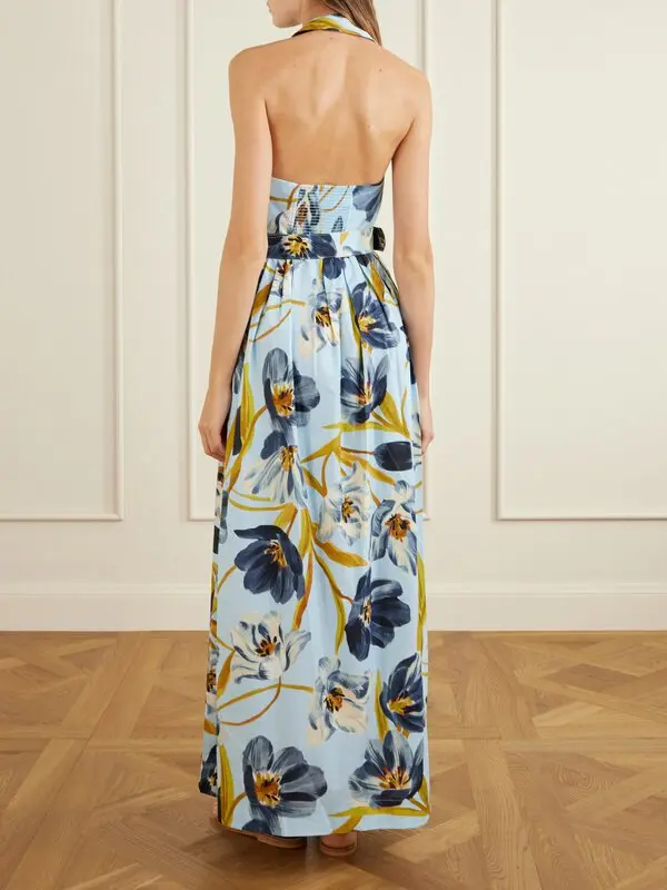 Cara Cara Quentin Belted Floral-print Maxi Dress - Blue