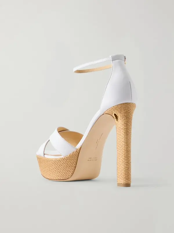 Jennifer Chamandi Leo Leather And Raffia Platform Sandals
