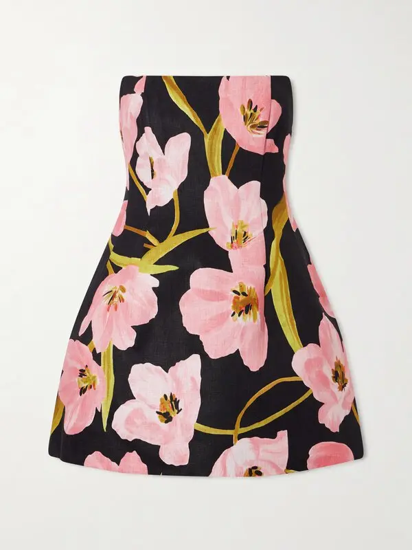 Cara Cara Ines Floral-print Linen Mini Dress - Yellow