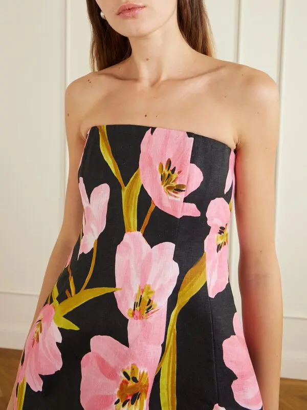 Cara Cara Ines Floral-print Linen Mini Dress - Yellow