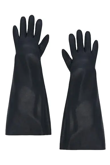 Saint Laurent Long Leather Gloves - Navy