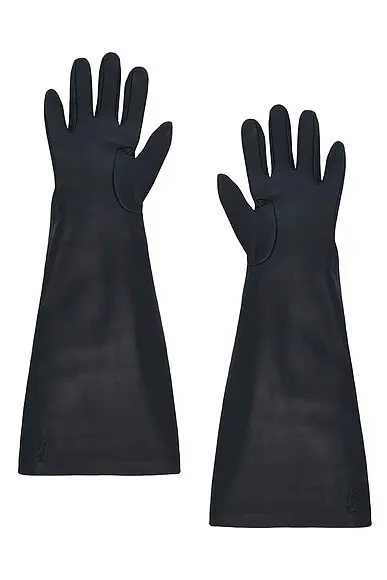 Saint Laurent Long Leather Gloves - Navy