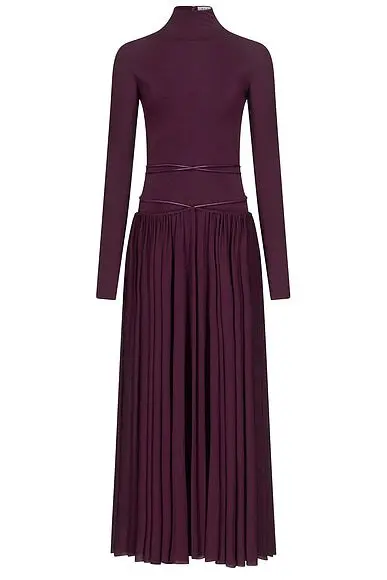 Alaïa High Neck Pleated Midi Dress