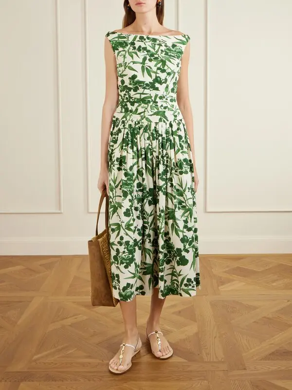 Cara Cara Zora Pleated Floral-print Cotton-poplin Maxi Dress