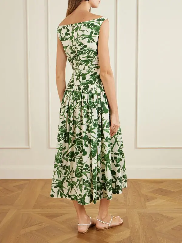 Cara Cara Zora Pleated Floral-print Cotton-poplin Maxi Dress