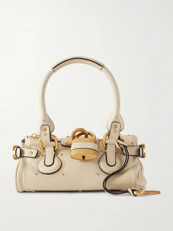 Chloé Paddington Embellished Textured-leather Tote - Neutrals
