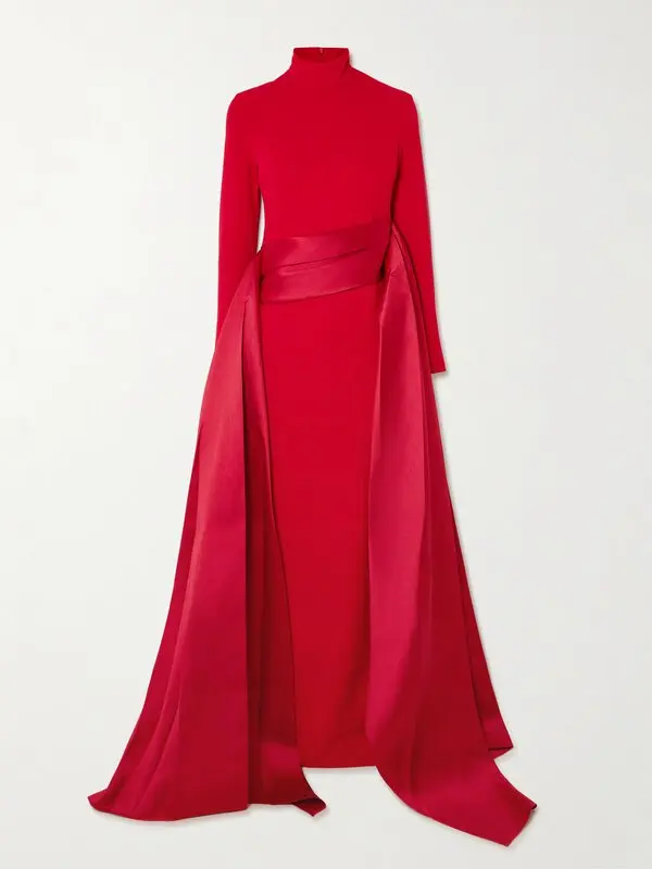 Solace London Olivia Crepe And Draped Satin-twill Gown - Red