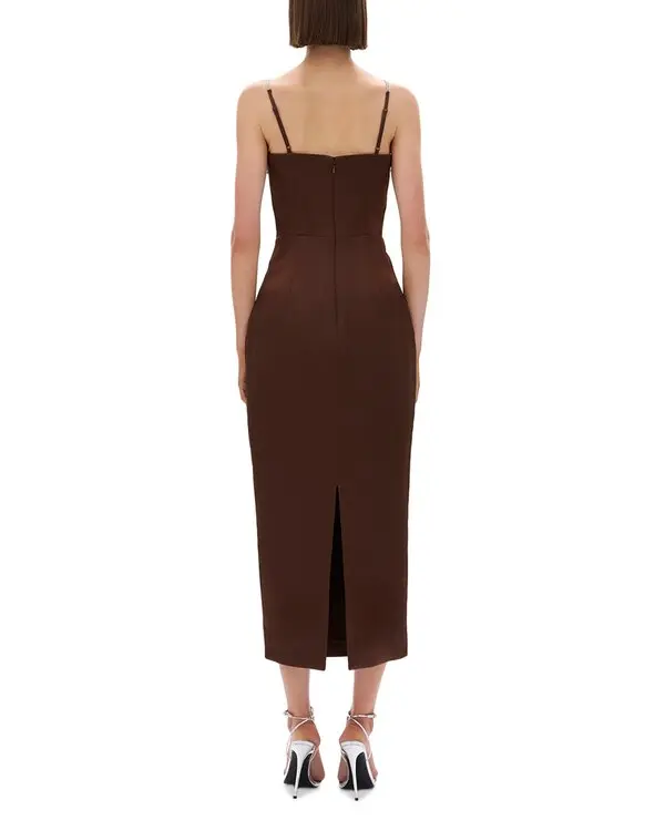 Rachel Gilbert Leora Rhinestone Strap Gown - Brown