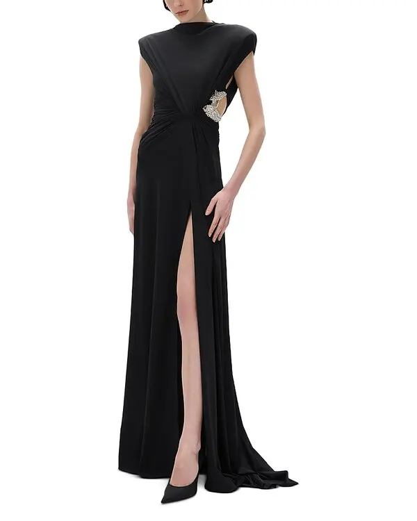 Rachel Gilbert Rico Side Cutout Gown - Black
