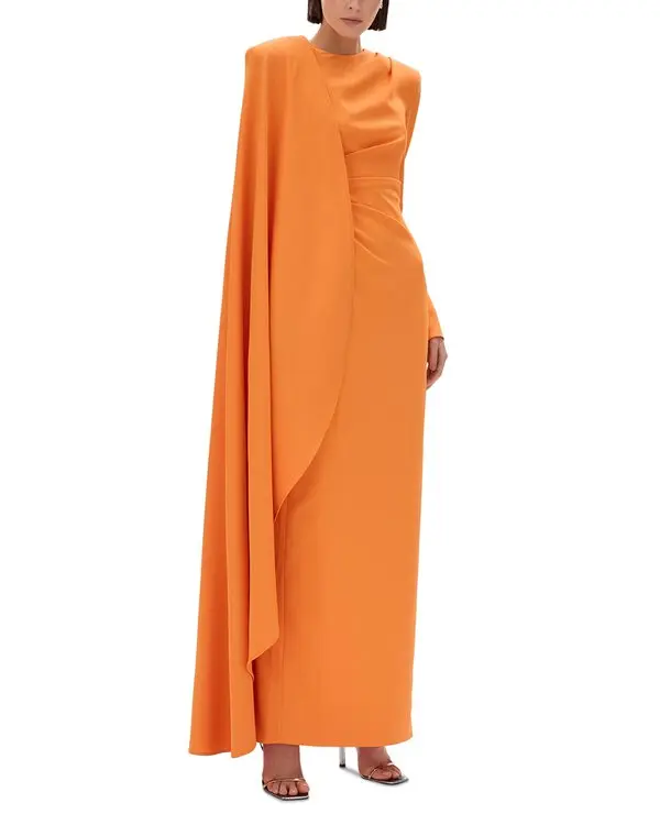Rachel Gilbert Dion Cape Gown - Orange