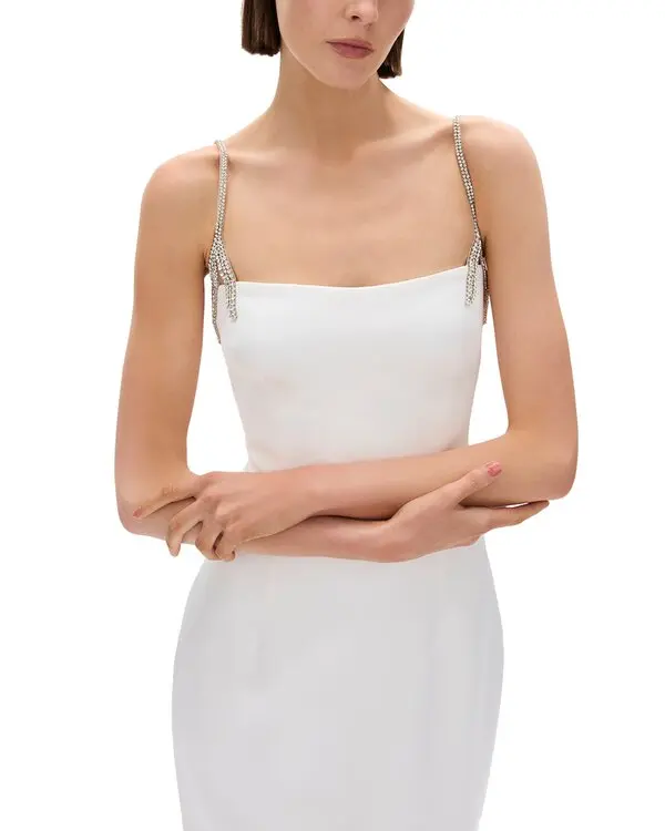 Rachel Gilbert Leora Rhinestone Strap Gown - Ivory