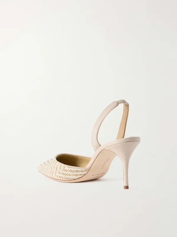 Manolo Blahnik Carolyne 70 Raffia Slingback Pumps