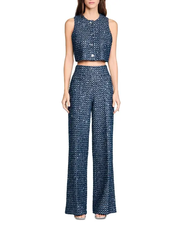 Sandro Sequin Crop Top