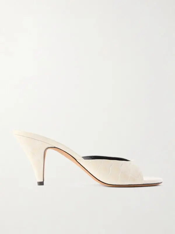 JUDE Haze Croc-effect Leather Mules - Neutrals
