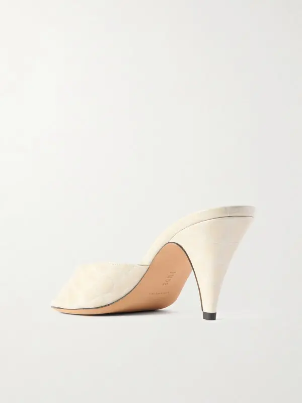 JUDE Haze Croc-effect Leather Mules - Neutrals