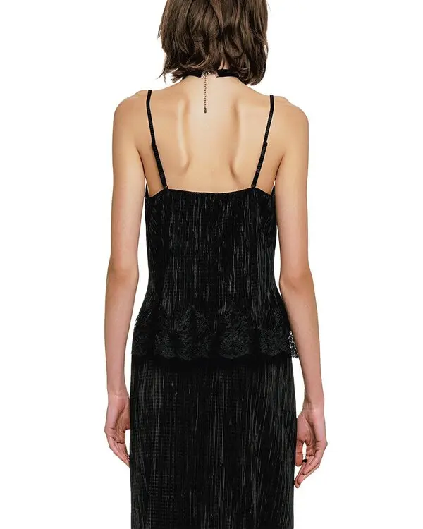 Anna Sui Plisse Lace-trimmed Camisole