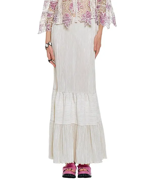 Anna Sui Plisse Tiered Maxi Skirt
