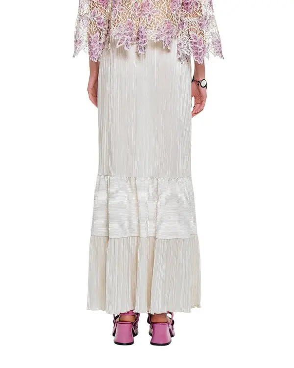 Anna Sui Plisse Tiered Maxi Skirt