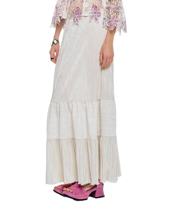 Anna Sui Plisse Tiered Maxi Skirt