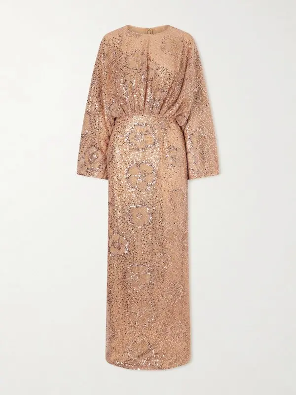 Elie Saab Embellished Silk-blend Tulle Gown - Brown