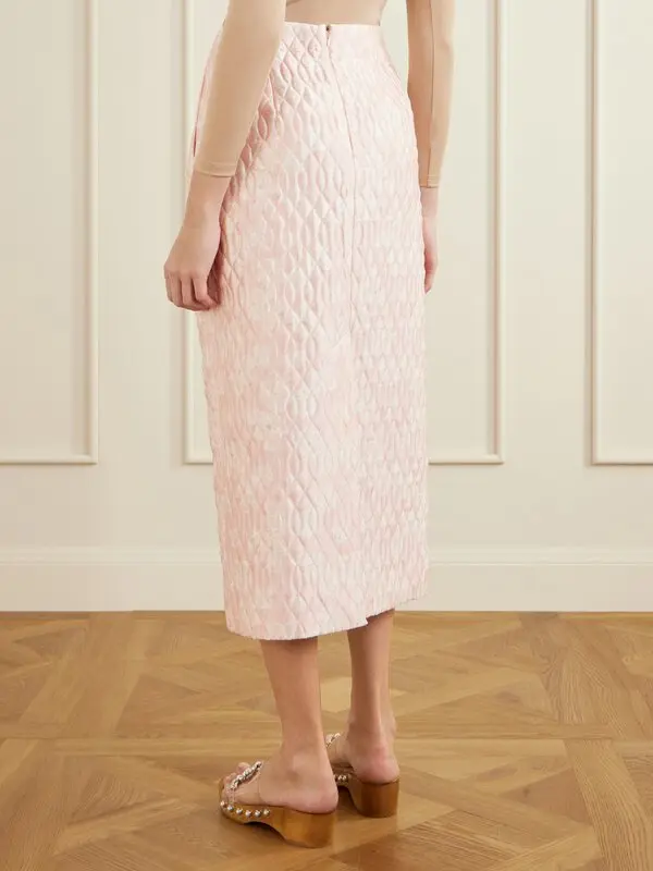 Simone Rocha Bow-detailed Quilted Midi Skirt - Pink
