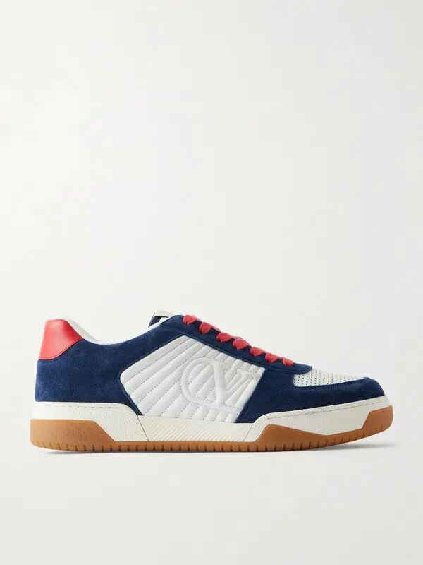Valentino Garavani Sparry Leather And Suede Sneakers - Blue