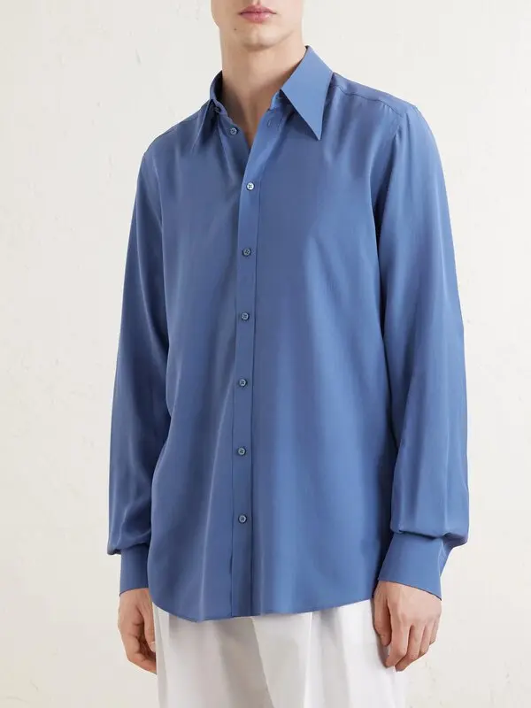Dolce & Gabbana Silk Oxford Shirt - Blue