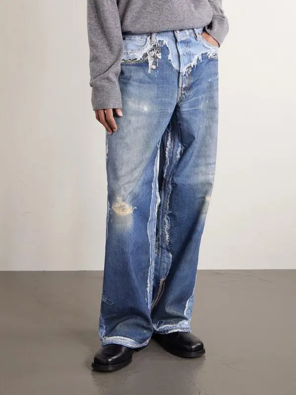 Acne Studios 1981 Wide-leg Trompe L'oeil Printed Organic Jeans - Blue