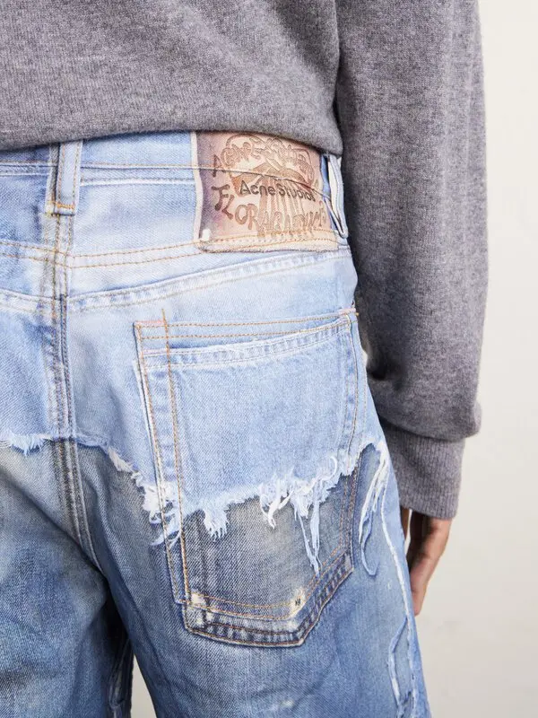Acne Studios 1981 Wide-leg Trompe L'oeil Printed Organic Jeans - Blue
