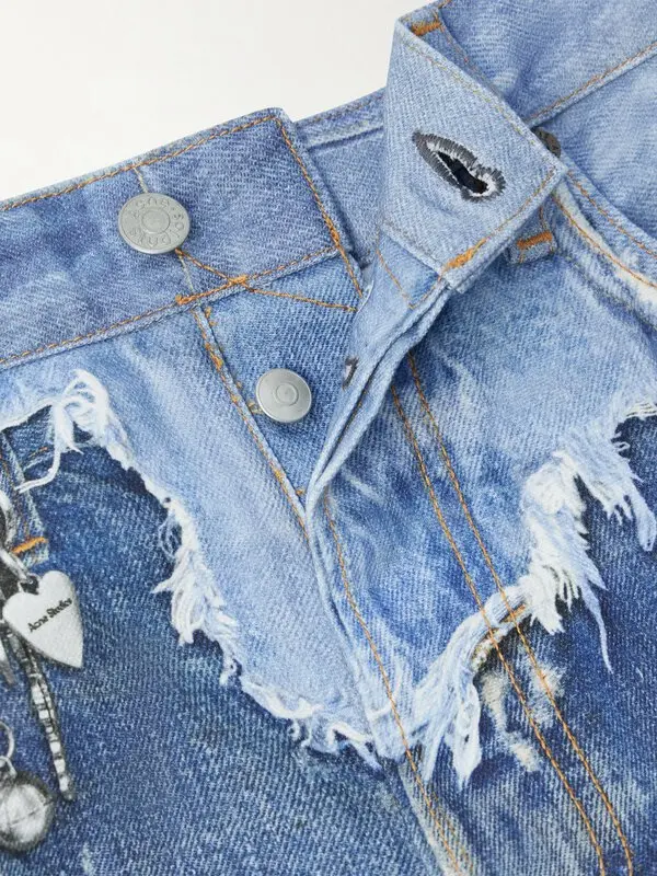 Acne Studios 1981 Wide-leg Trompe L'oeil Printed Organic Jeans - Blue