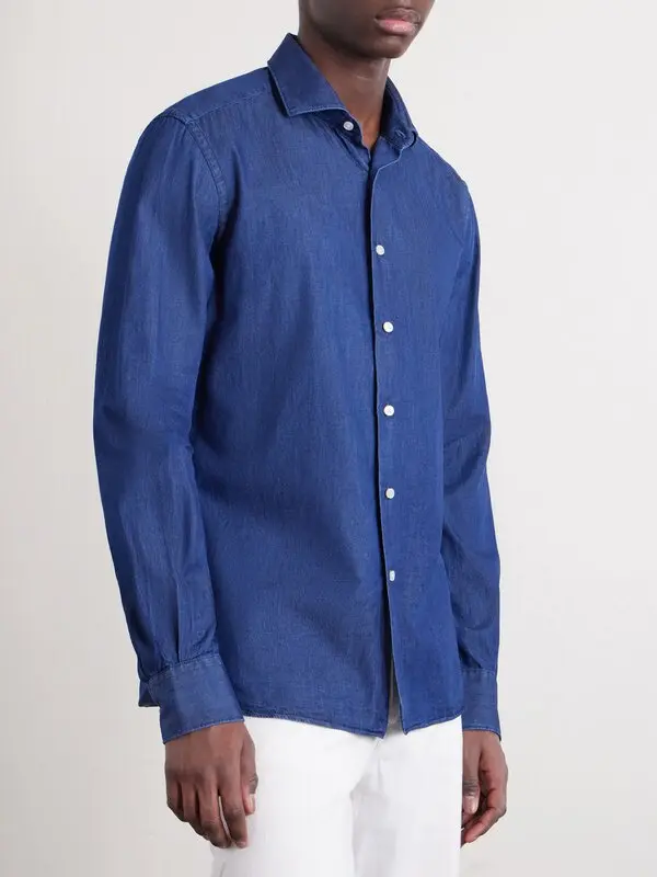 SLOWEAR Slim-fit Cotton-chambray Shirt